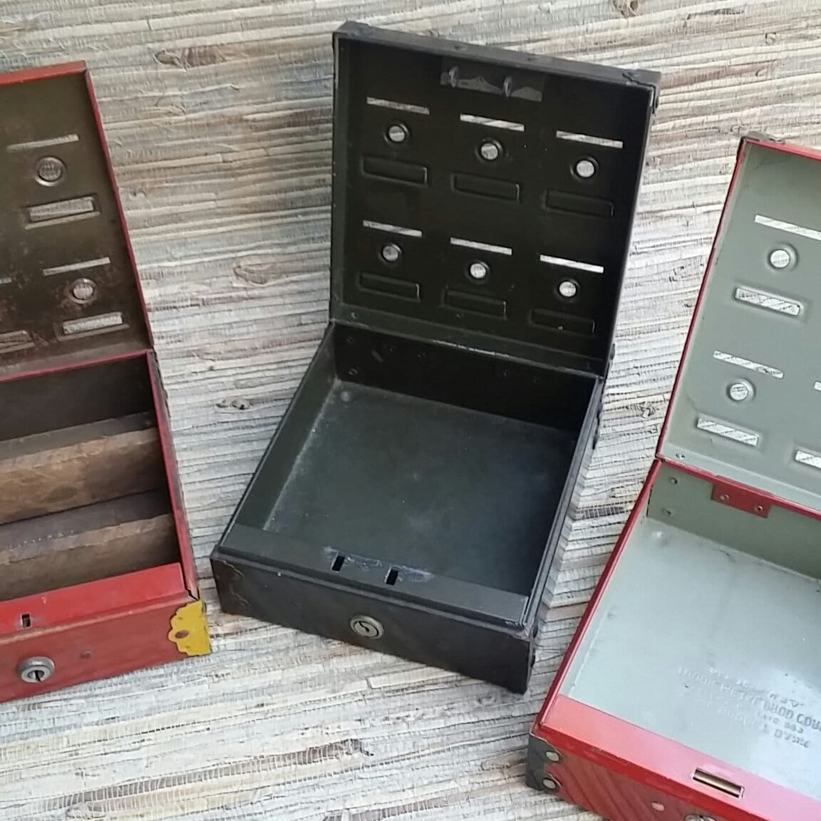 Home Budget Bank Boxes Red Black Tudor Metal Prod. Corp. New York USA