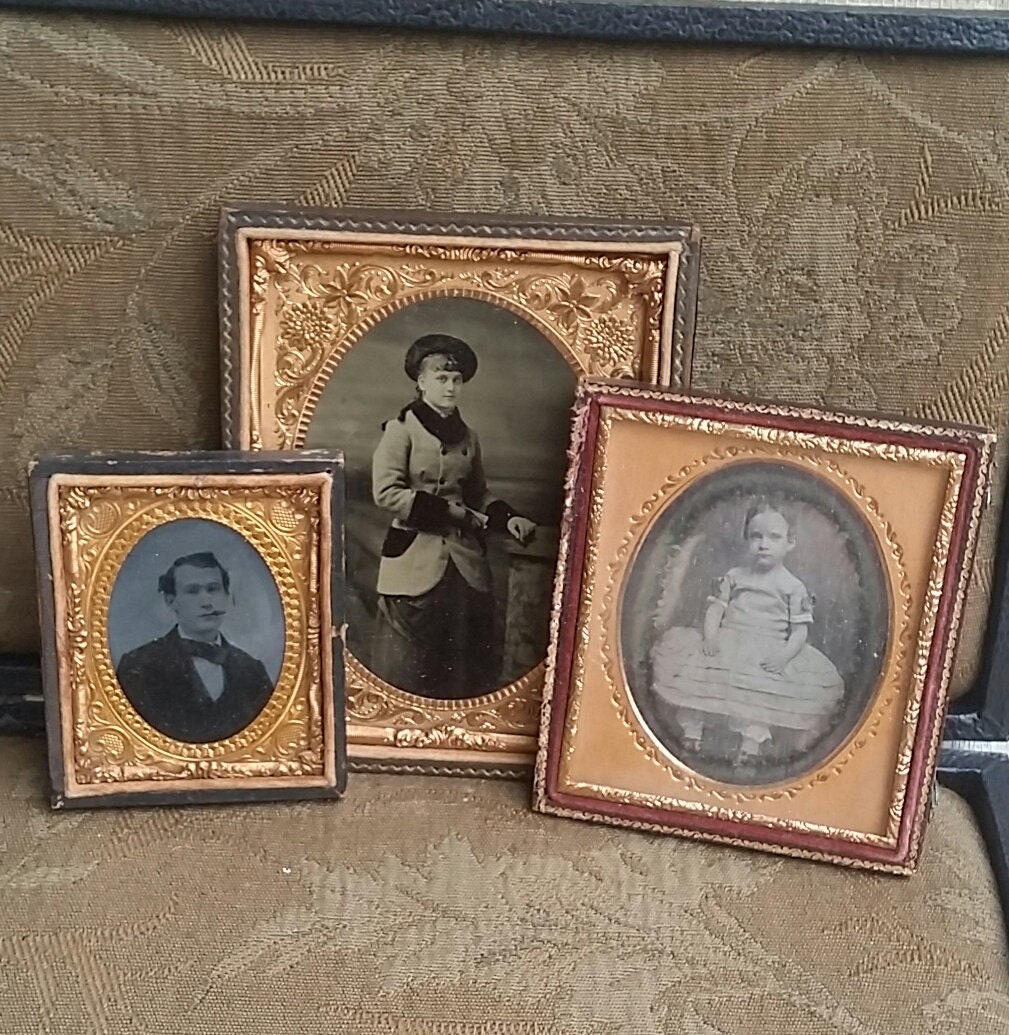 Group of Three Antique Photographs in Cases From the Mid 1800s ...