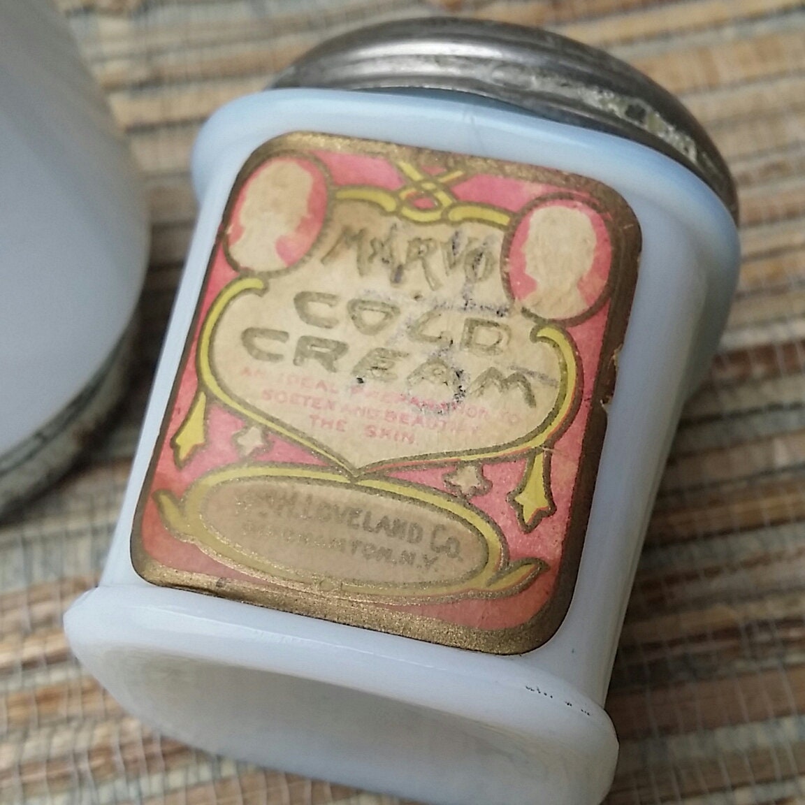 Vintage Milk Glass Cold Cream Jars With Original Lids Original Label ...