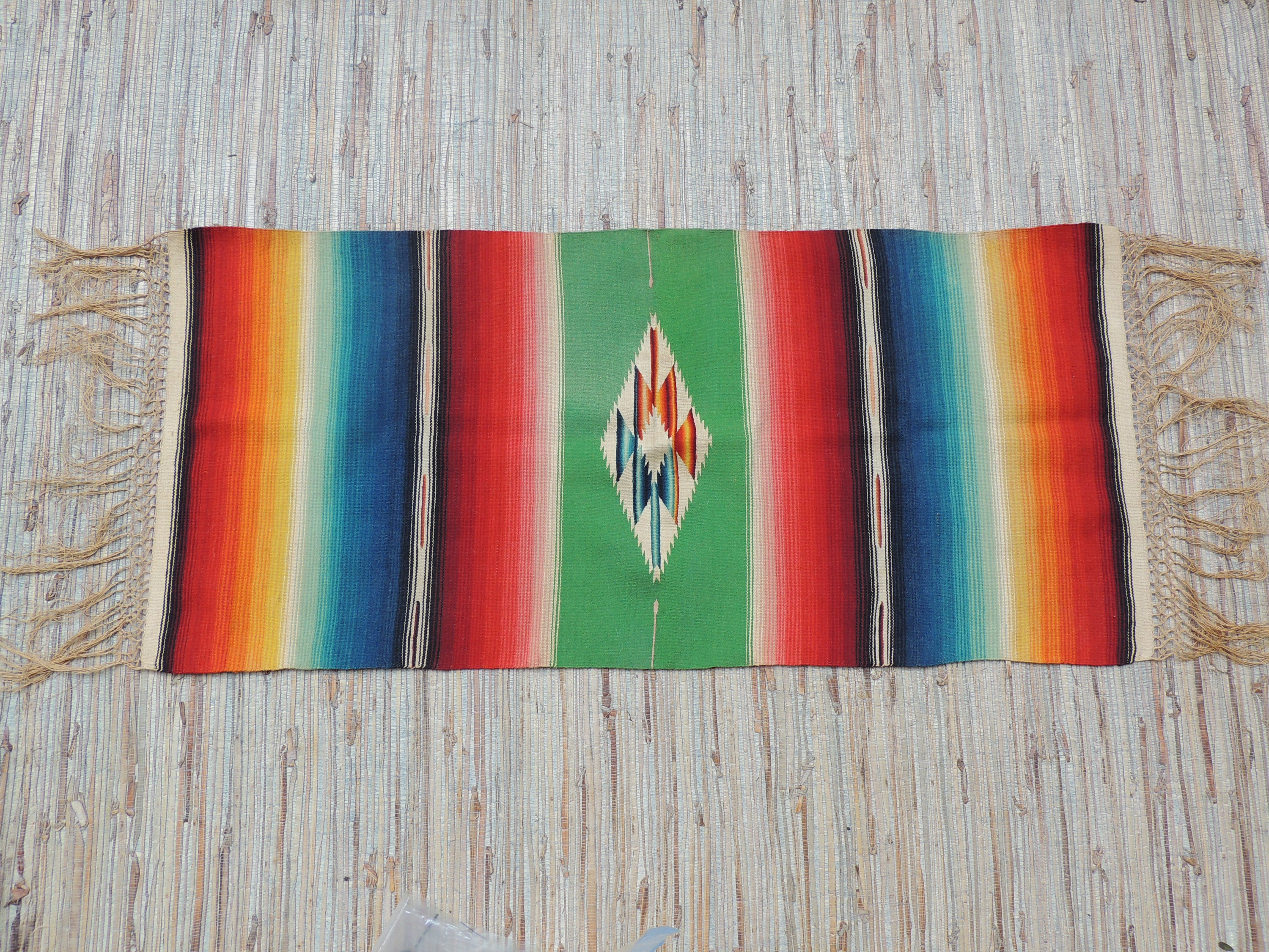 Beautiful Vibrant Vintage Mexican Serape Table Runner Bohemian Style