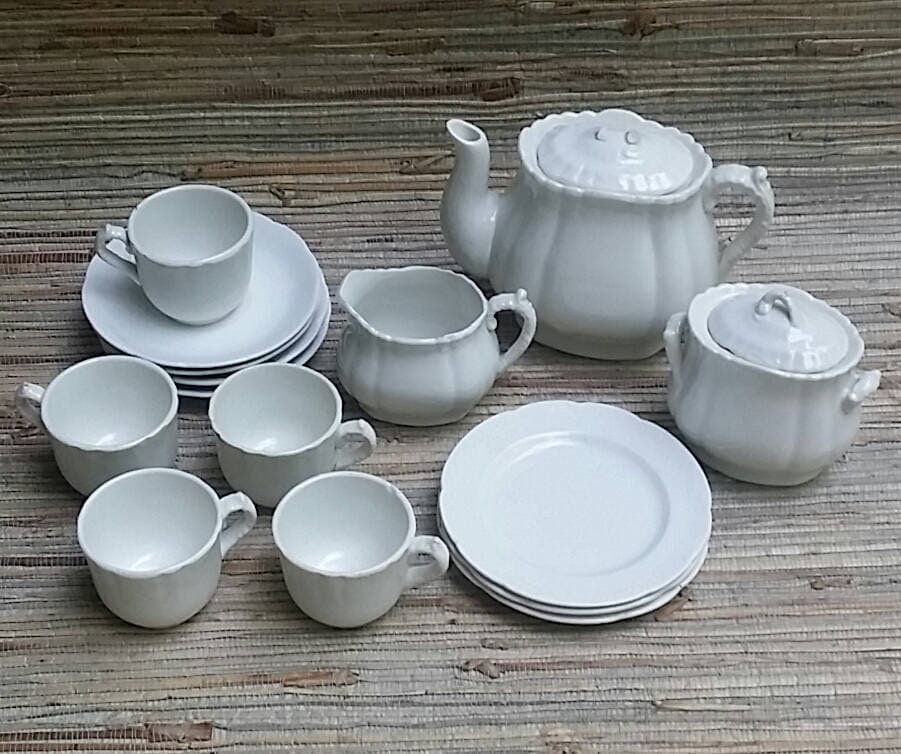 Vintage White Ironstone Child's Tea Set