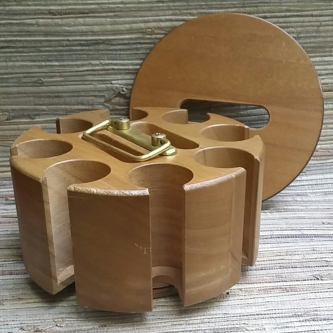 Vintage Wooden Revolving Poker Chip Caddy With Lid and Compartments for ...