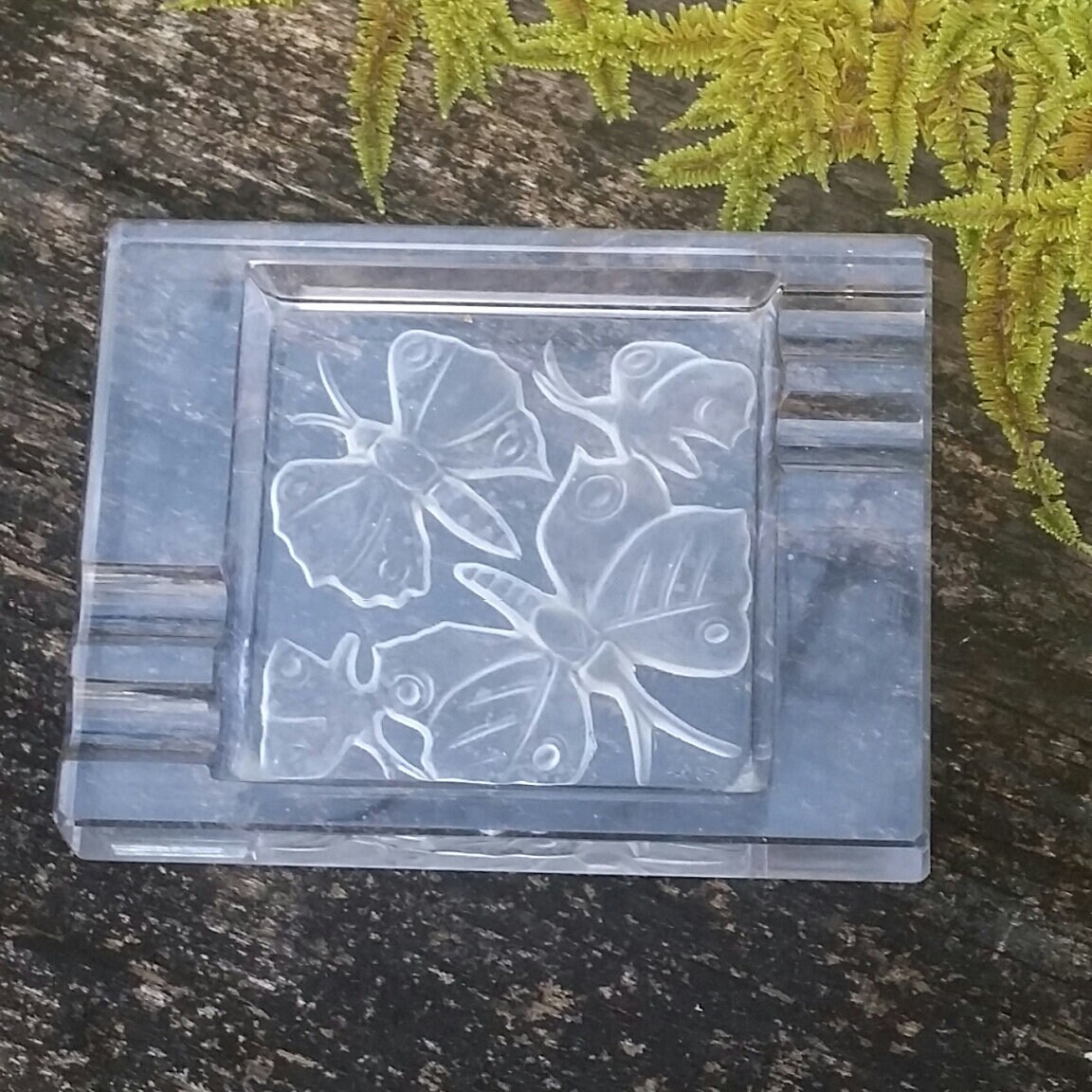 French 1930s Verlys Art Deco Signed Glass Ashtray With Butterflies ...