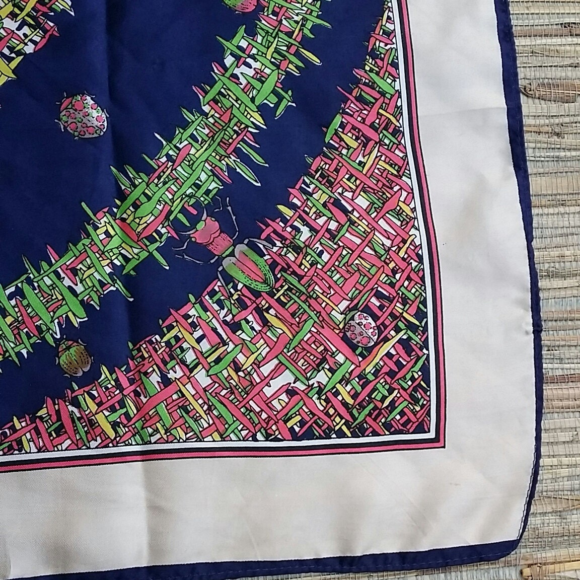 1970s Silk Scarf with Beetle Pattern