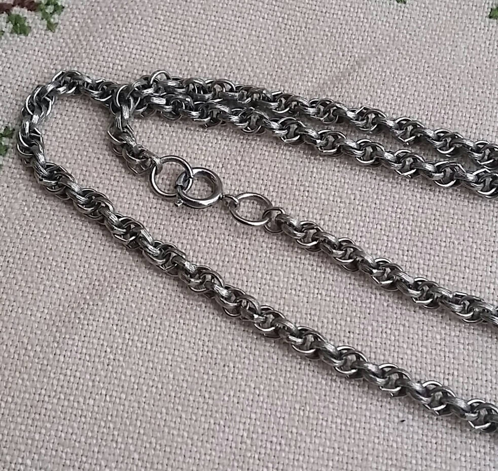Vintage Chains Silver Tone Metal Necklaces Jewelry Making Components