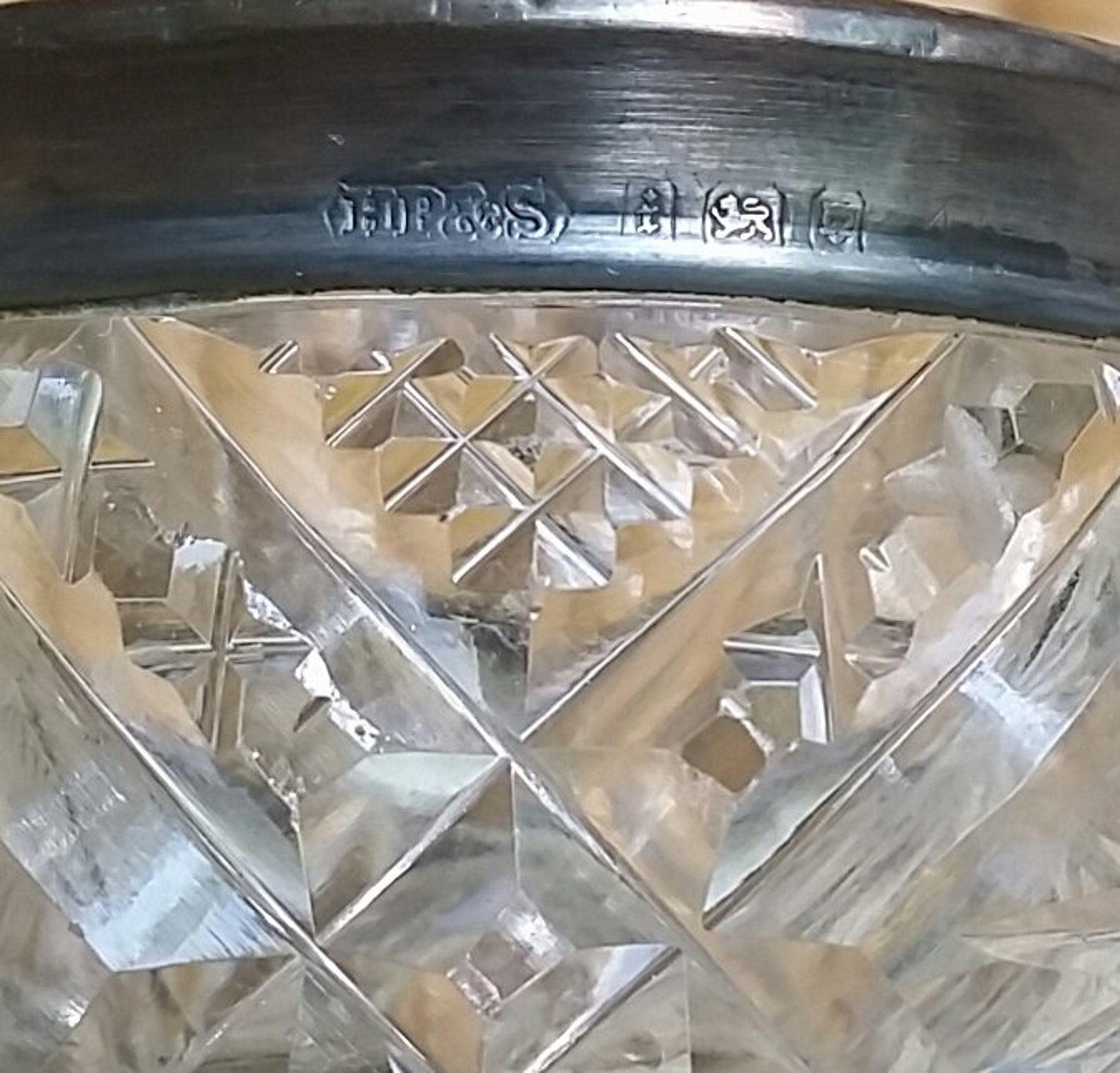 Antique Cut Crystal Salt Cellar With Sterling Silver Rim by - Etsy