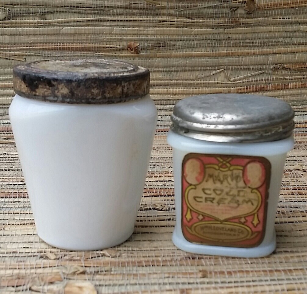 Vintage Milk Glass Cold Cream Jars With Original Lids Original Label ...