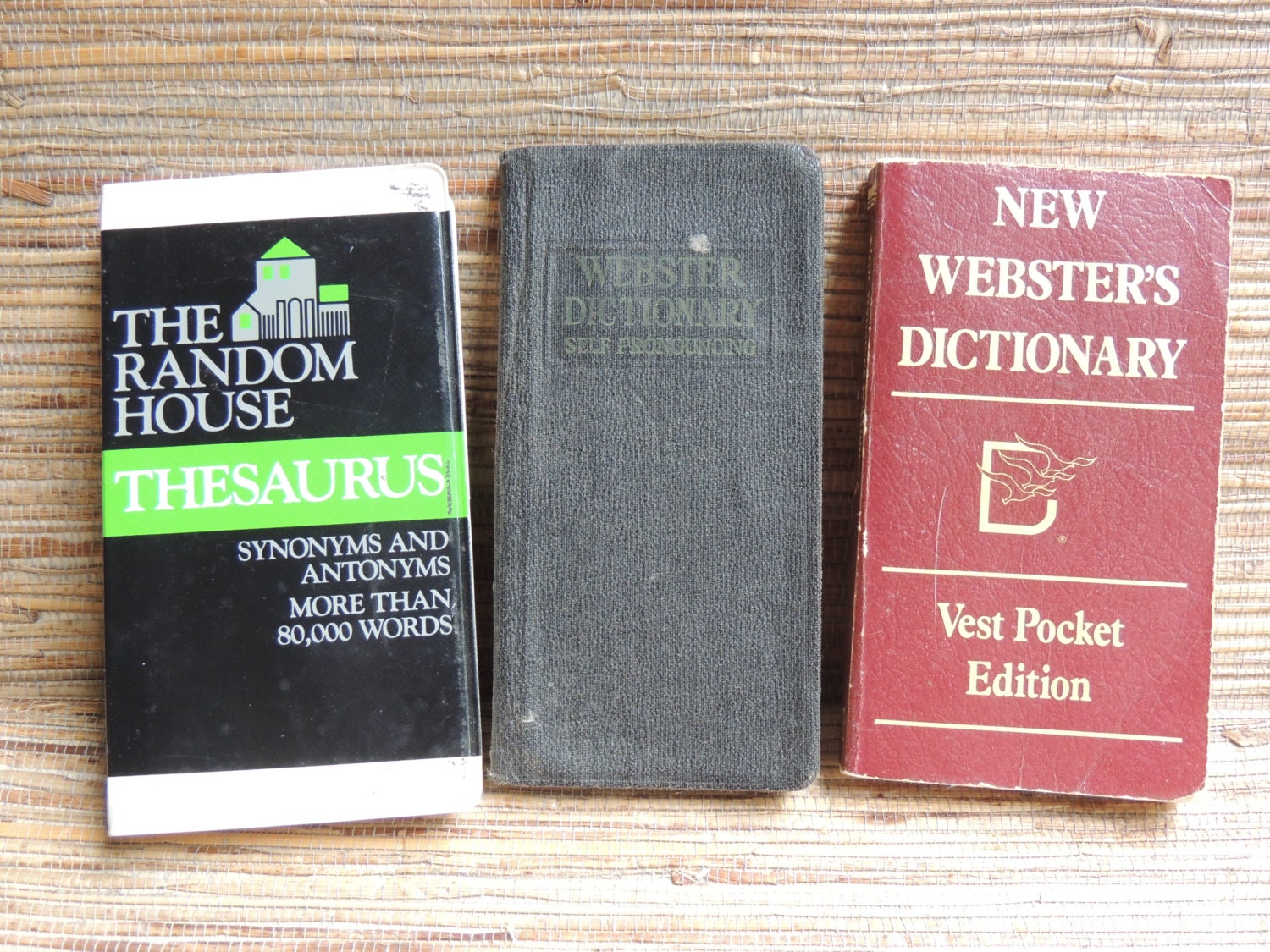 Vintage Webster Vest Pocket Dictionaries and Random House Thesaurus