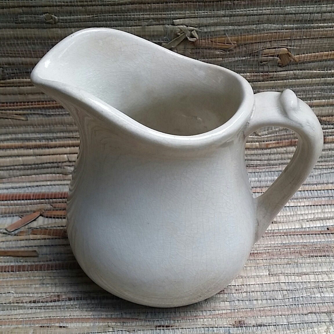 Vintage White Iron Stone Milk Pitcher Clark Brothers Pottery Company ...
