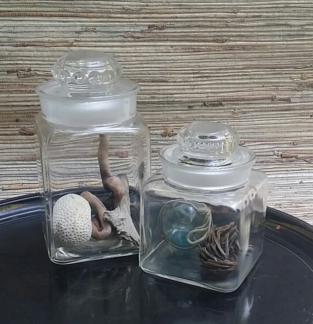 X-tra Large Vintage Glass Display Jar Ground Glass Lid Apothecary ...