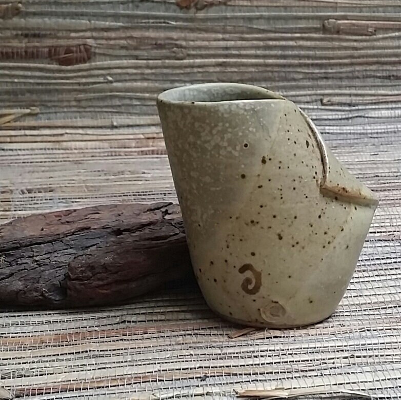 Hand Built Small Pottery Vase Tan and Brown Earth Tones