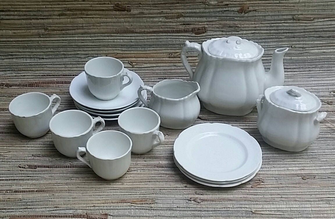 Vintage White Ironstone Child's Tea Set
