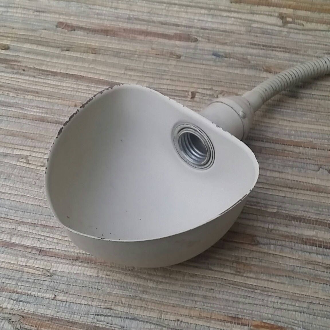 Reserve for Rachel Vintage Industrial Goose Neck Clamp Lamp Painted White