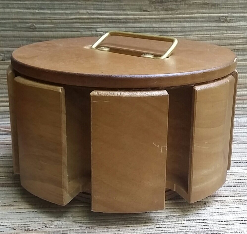 Vintage Wooden Revolving Poker Chip Caddy With Lid and Compartments for ...