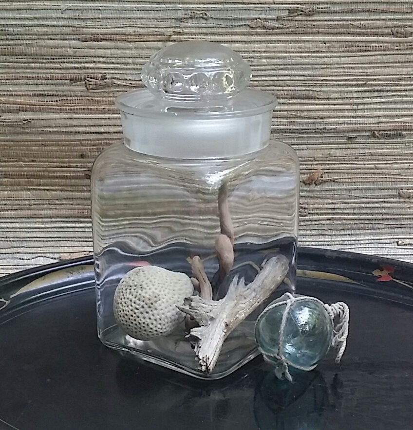 X-tra Large Vintage Glass Display Jar Ground Glass Lid Apothecary ...