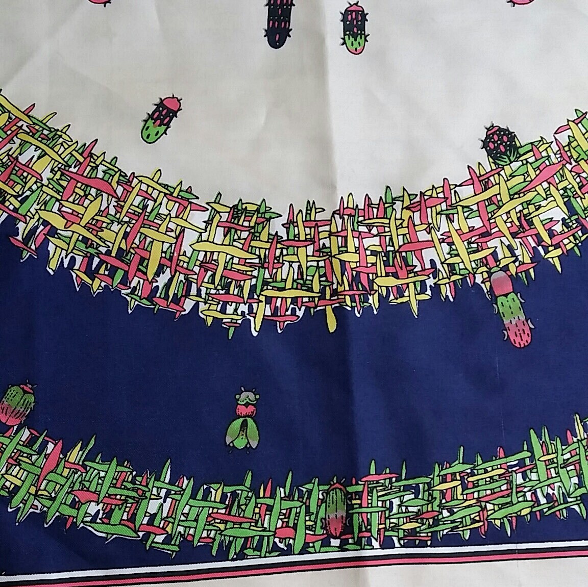 1970s Silk Scarf with Beetle Pattern