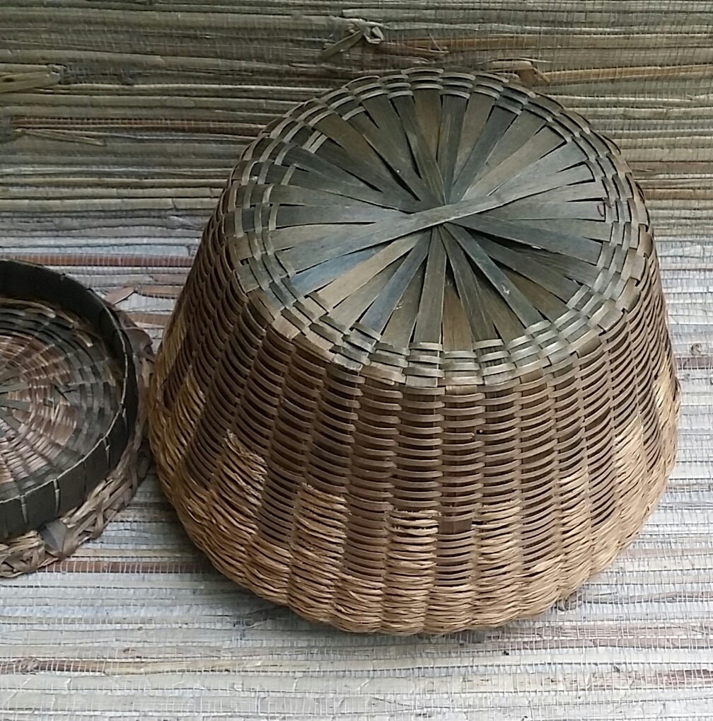 Antique Sweet Grass & Ash Splint Native American Basket Handmade ...