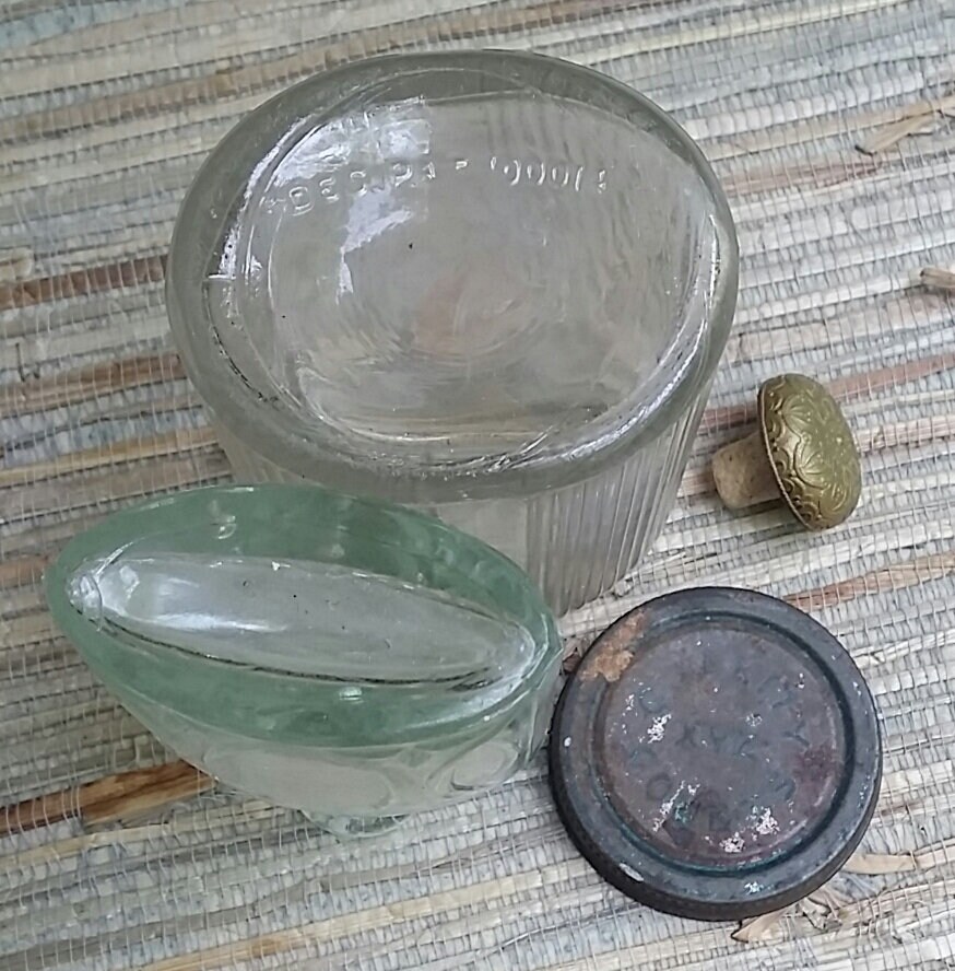 Vintage Jar & Bottle With Metal Lids Quality Counts XYZ Vintage Glass ...