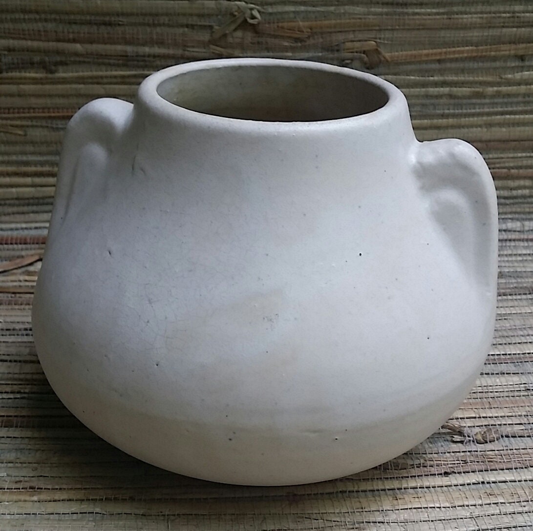 Vintage White Mission/Craftsman Style McCoy Vase Antique White Pottery ...