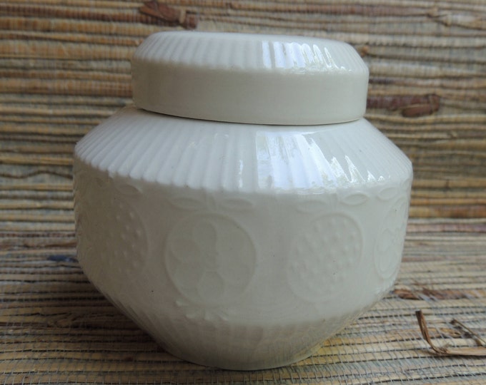 Arabia of Finland White Jam Pot Fruit and Lines Pattern - Etsy
