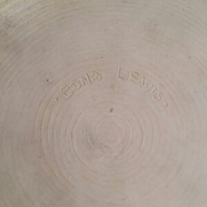 Vintage Edna Lewis Hand Thrown Yellow Ware Pottery Plate With Folk Art ...