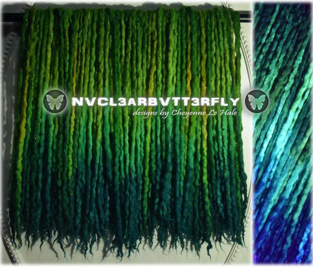 Sparkly Wool Dreads 10/20/30/40/45DE "green Fairy" Olive Gold Teal ...