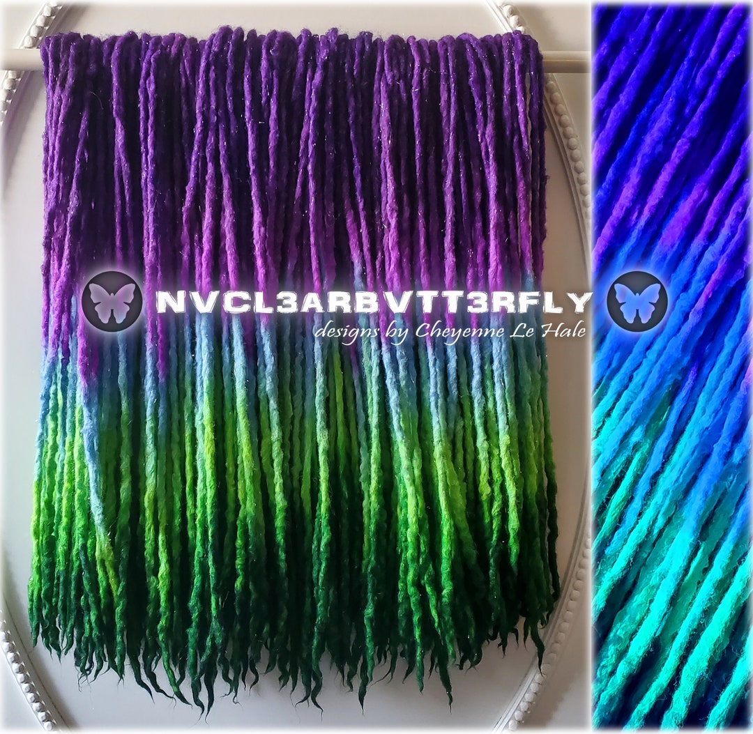Micro-thin Sparkly Wool Dreads "spring Violets" 5/10/15DE 16"-20" Green ...