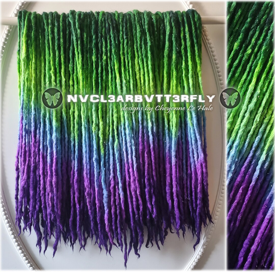 Micro-thin Sparkly Wool Dreads "spring Violets" 5DE 16"-20" Green Lime ...