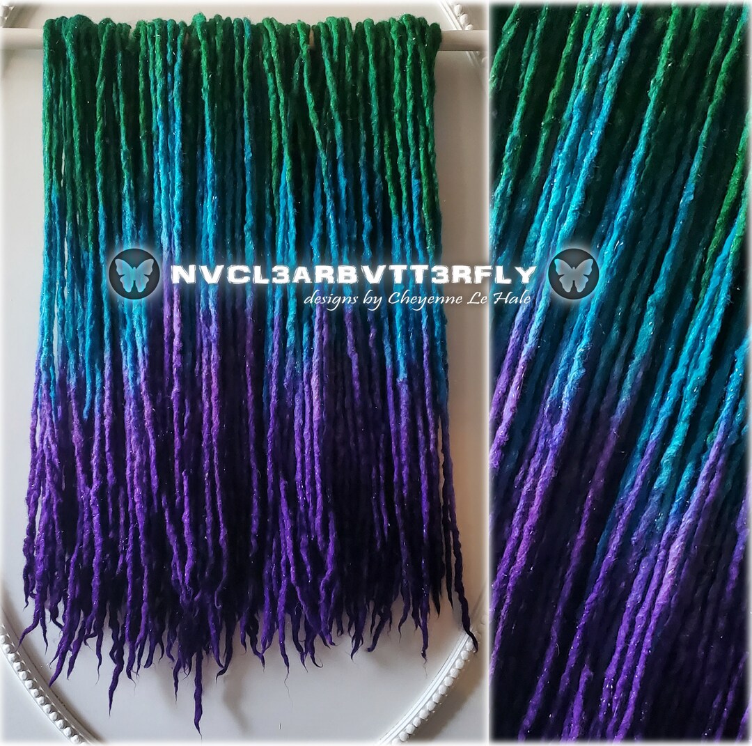 Micro-thin Sparkly Wool Dreads "spring Violets" 5/10DE 17"-21" Green ...