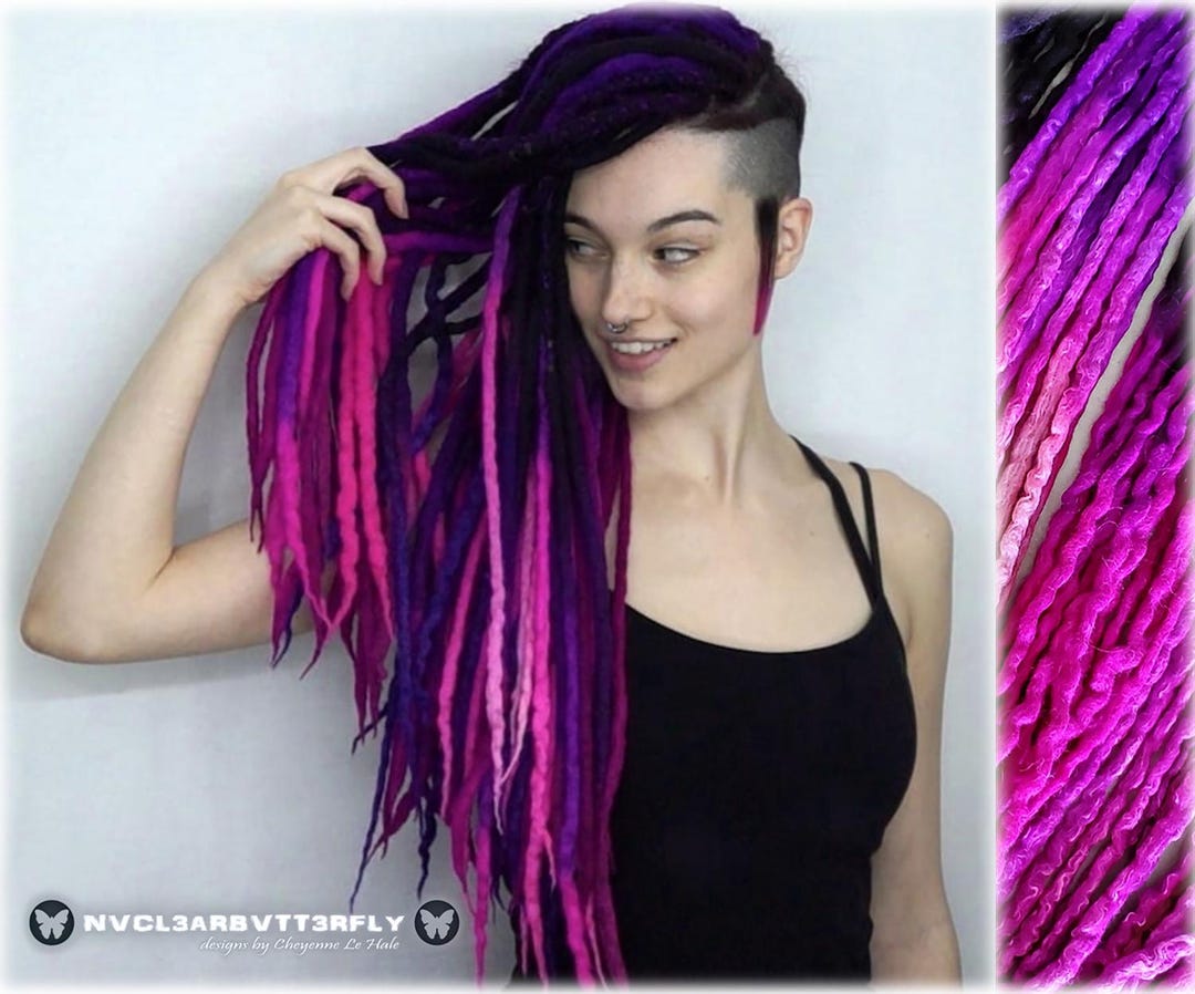 Mohair Alpaca Wool Dreads "princess" 50DE 22"- 29" Black Violet Purple ...