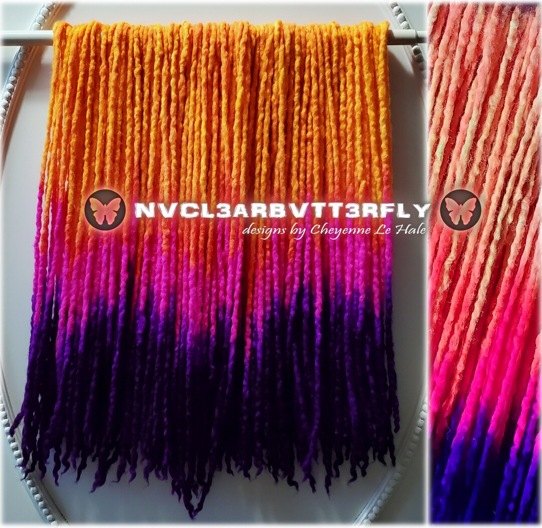 Micro-thin Wool Dreads neon Sunset 10/20/30/40/50/60/70/80/90DE 1620 ...