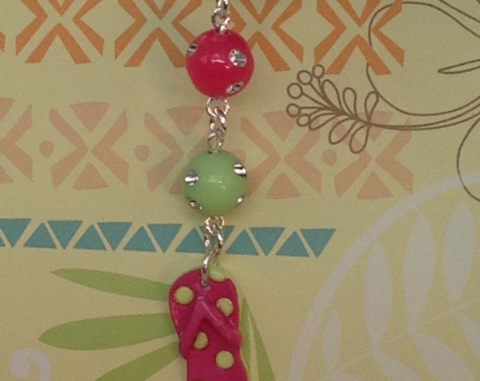 Pink and Lime Green Polka Dots Flip Flop Cellphone Charm Dust - Etsy