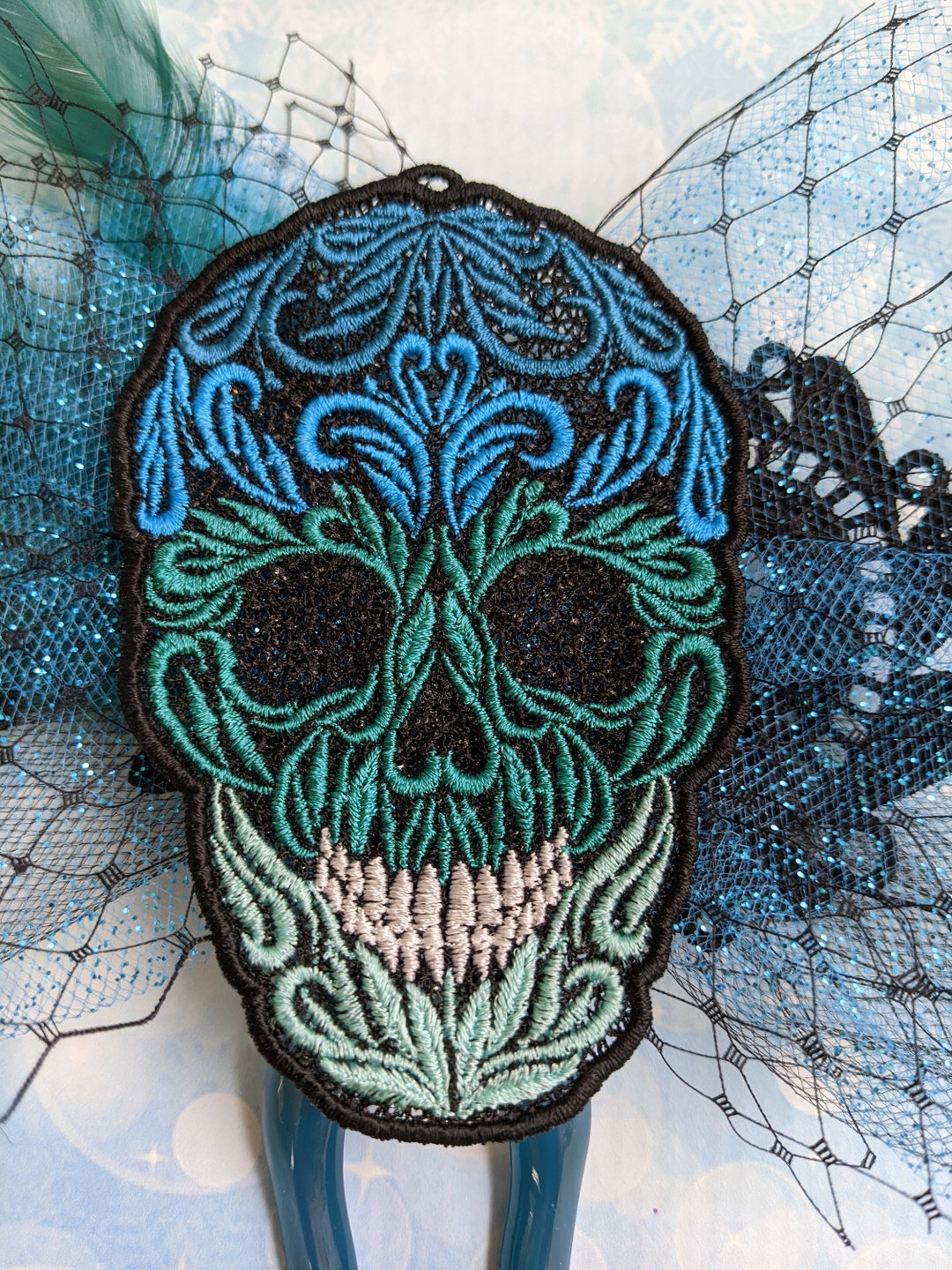 Lace Skull Fascinator, U Shaped Hair Pin, Party Accessory. - Etsy