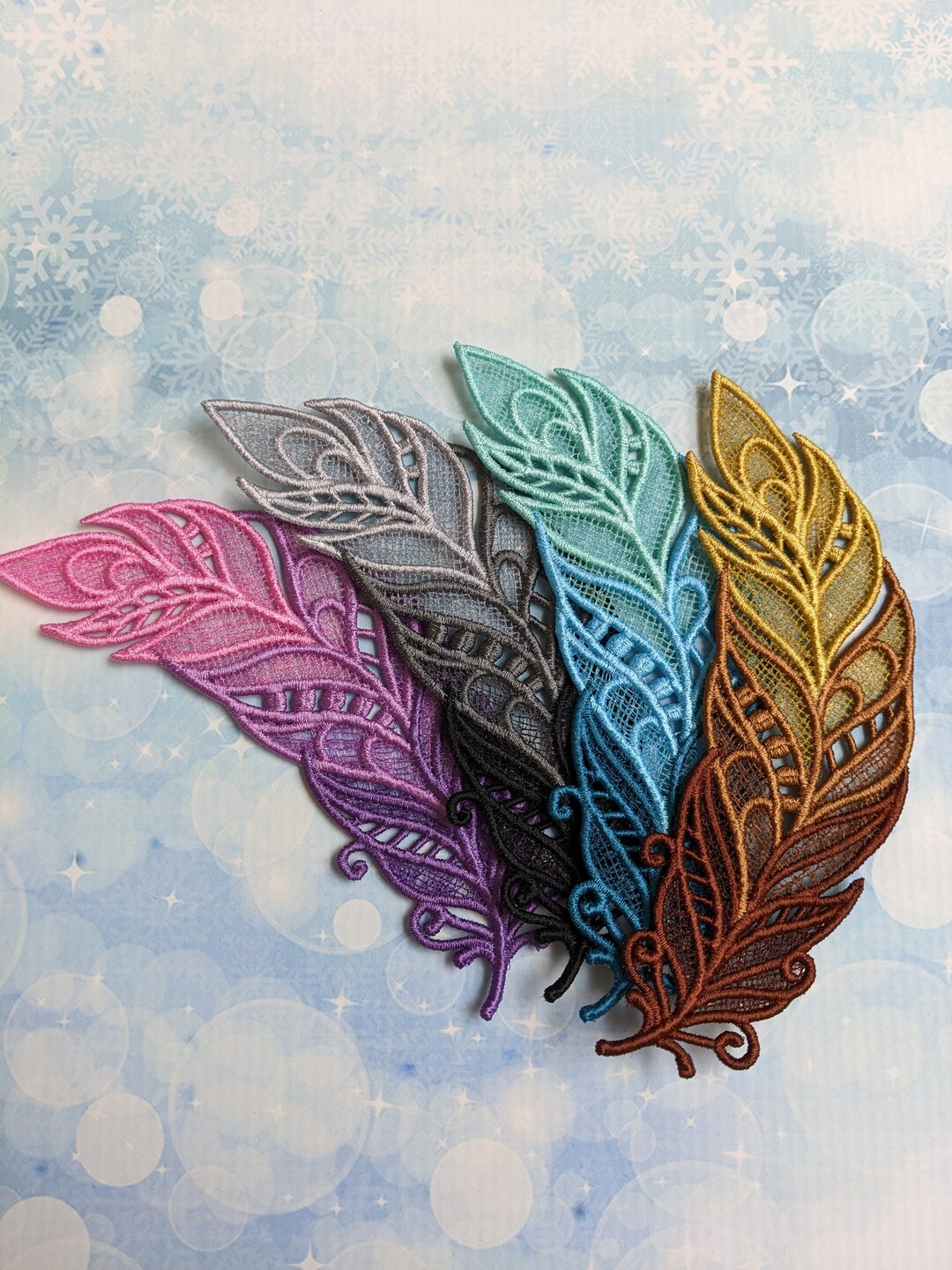 Feather Bookmarks, Embroidered Lace. - Etsy