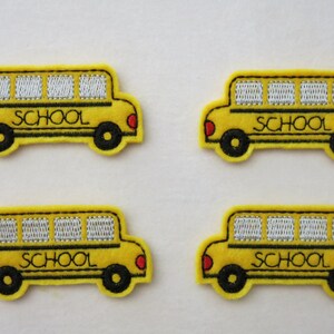 Yellow School Bus Felt Embellishment, Set of 4, Felties, 1.25" X 2.25 ...