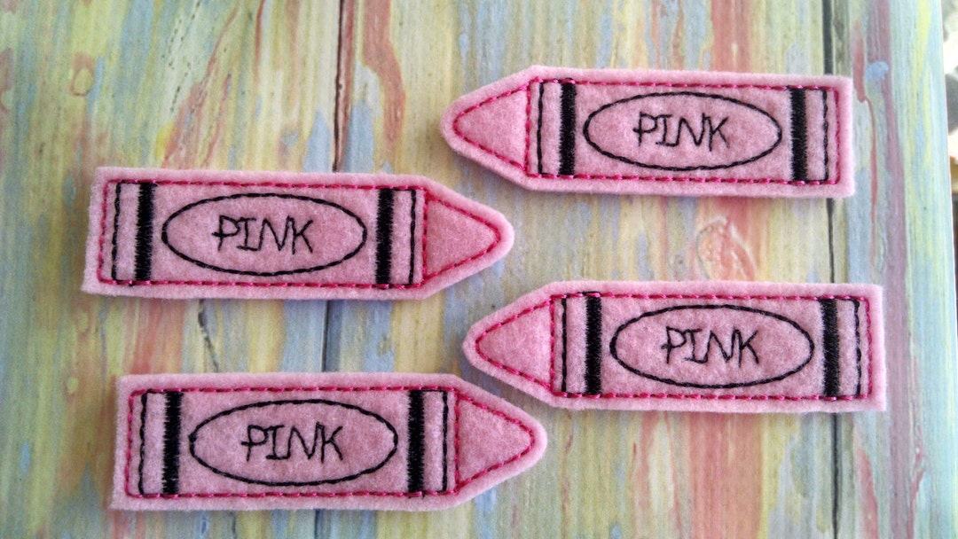 Pink Crayon Felt Embellishment, Set of 4, Felties, 1" X 3" - Etsy