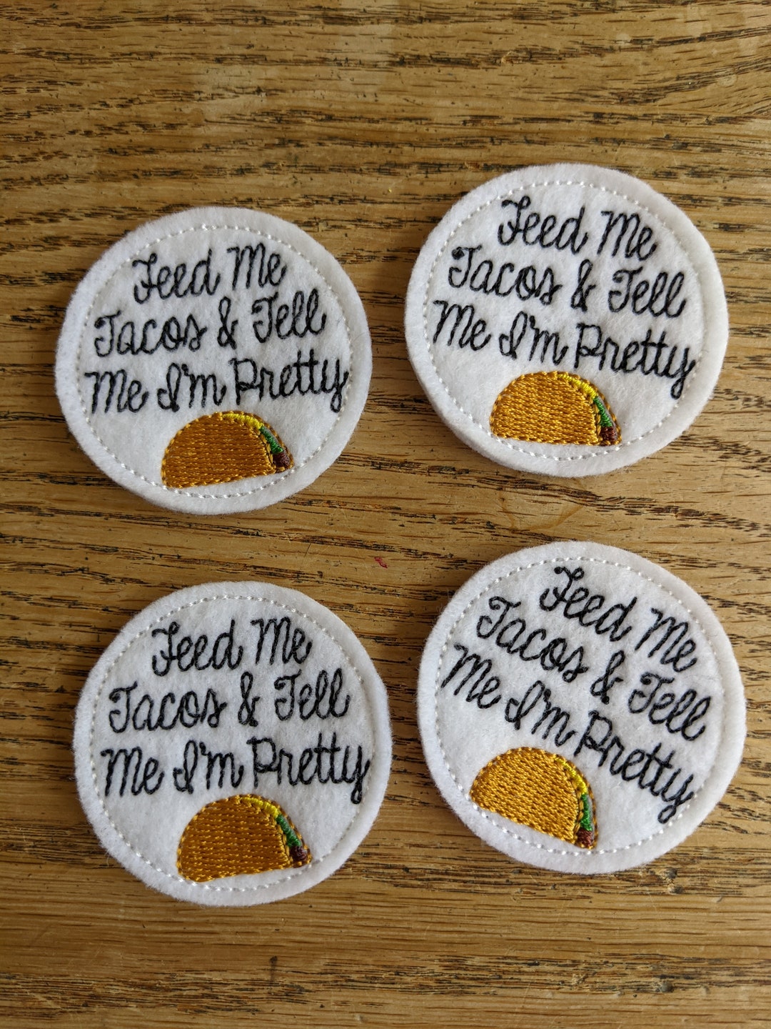 Dame tacos y dime 'soy bonita, juego de 4, Felties, 2 pulgadas - Etsy ...
