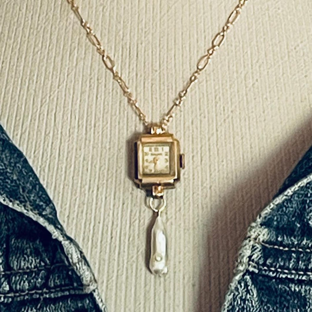 Vintage Bulova Pendant Necklace With Freshwater Pearl - Etsy