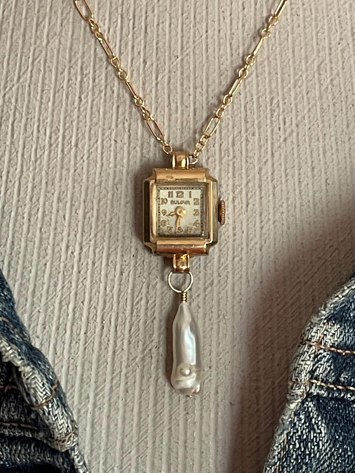 Vintage Bulova Pendant Necklace With Freshwater Pearl - Etsy