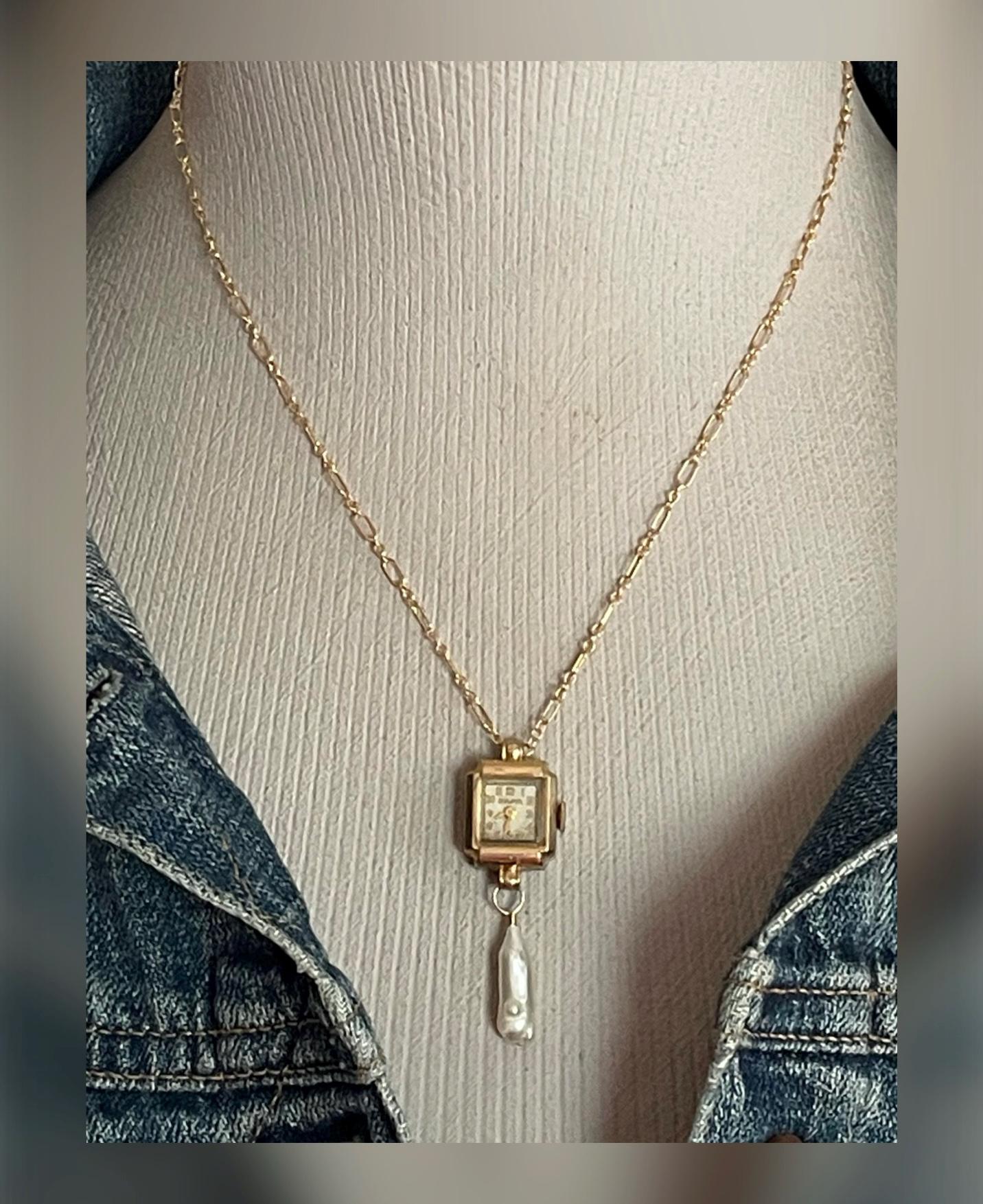 Vintage Bulova Pendant Necklace With Freshwater Pearl - Etsy