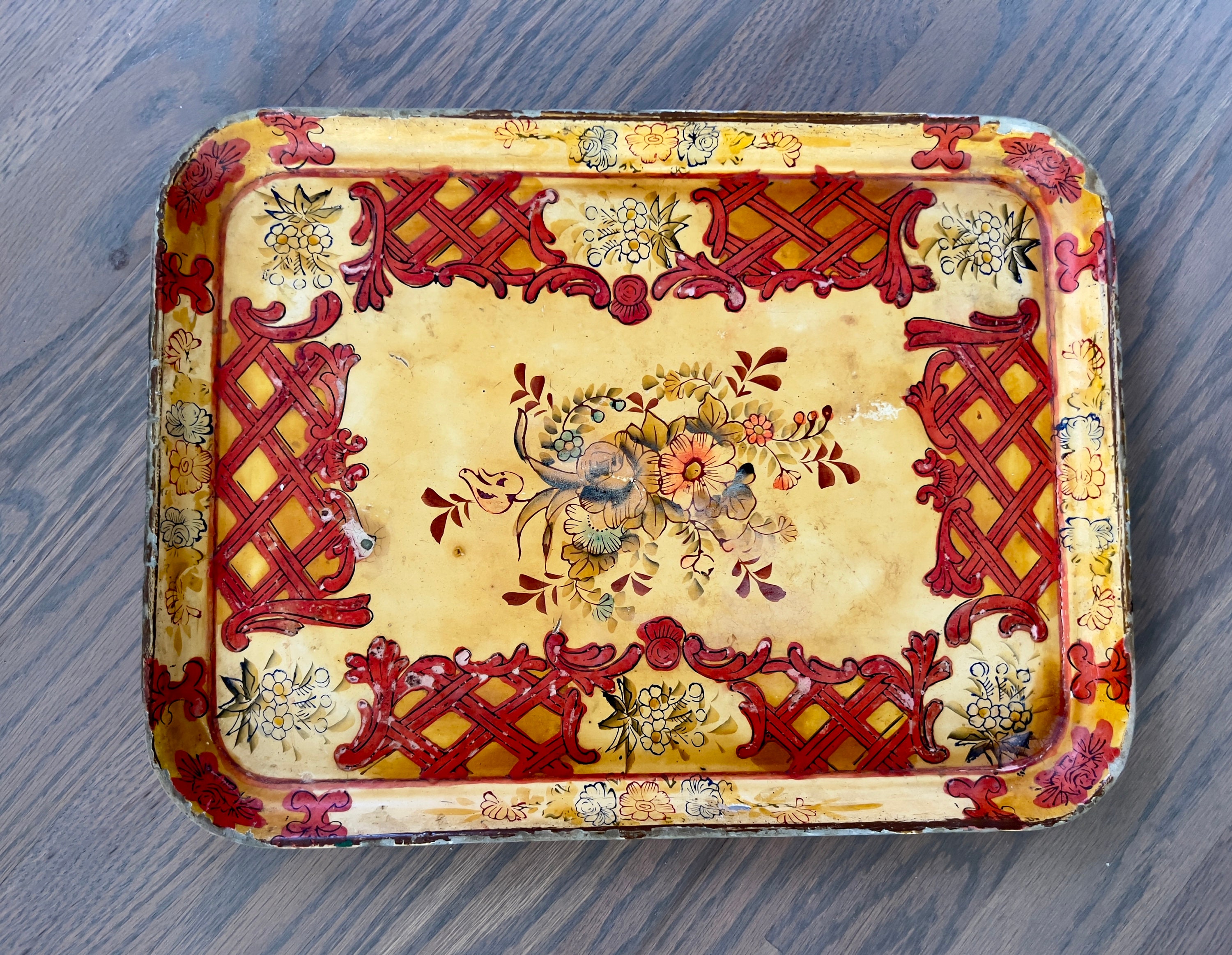 Vintage Japanese Alcohol Proof Paper Mache Florentine Red Gold Tole ...