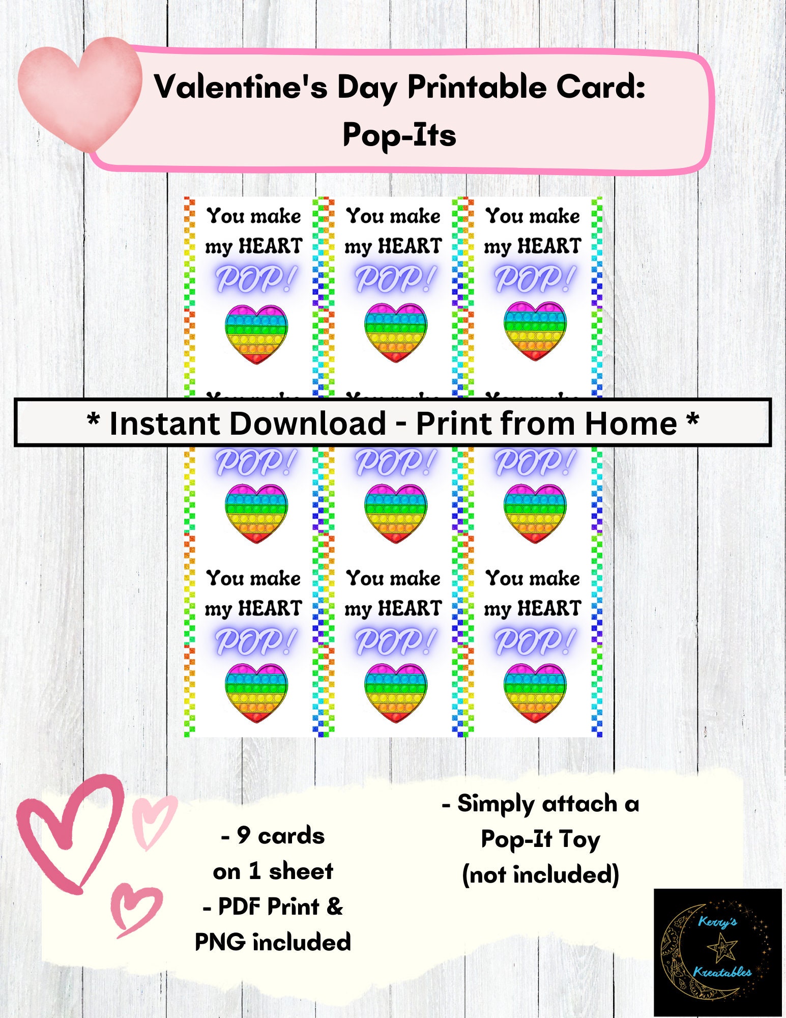 Pop-it's Valentine Gift Tags you Make My Heart Pop - Etsy