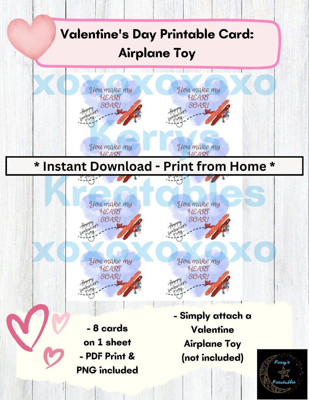 Airplane Valentine Gift Tags "you Make My Heart Soar" - Etsy
