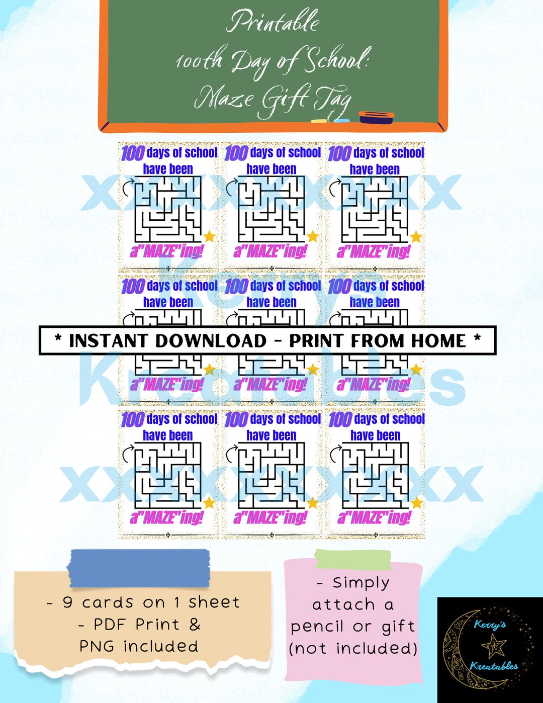 100th Day of School Maze Gift Tags - Etsy