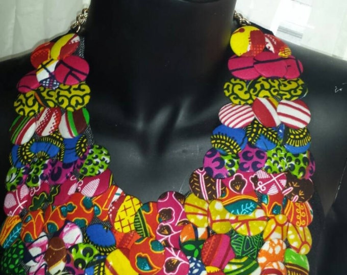 African Print Buttons Necklace - Etsy