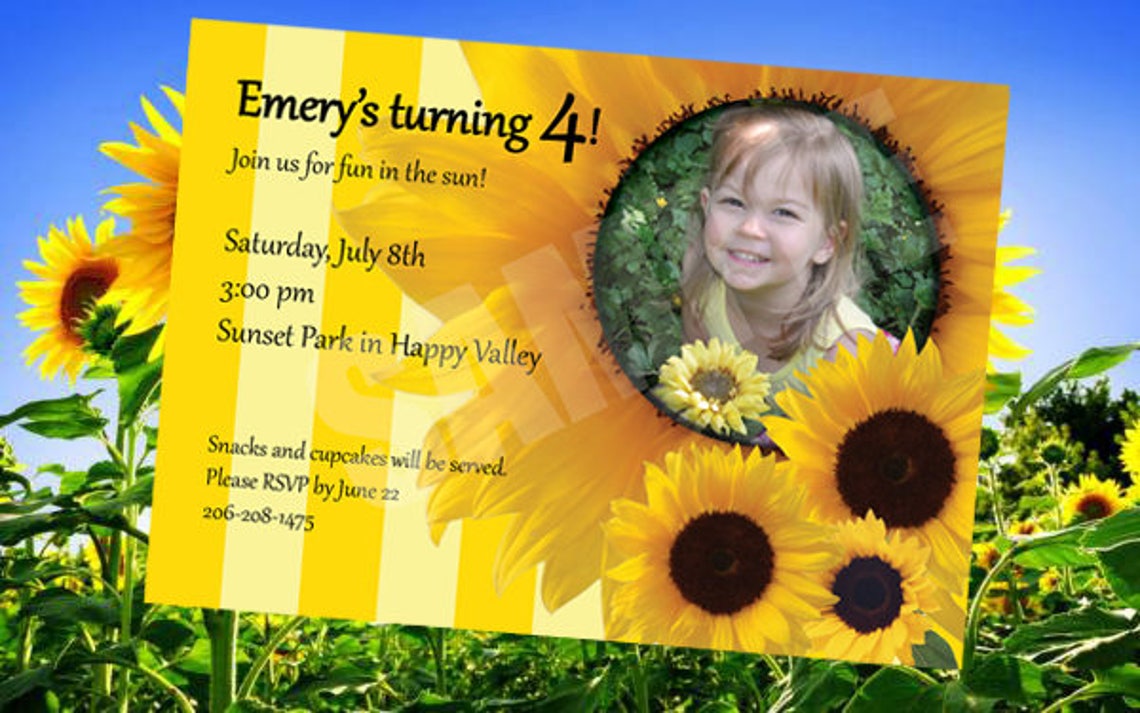 Sunflower Birthday Party Invitation - Etsy