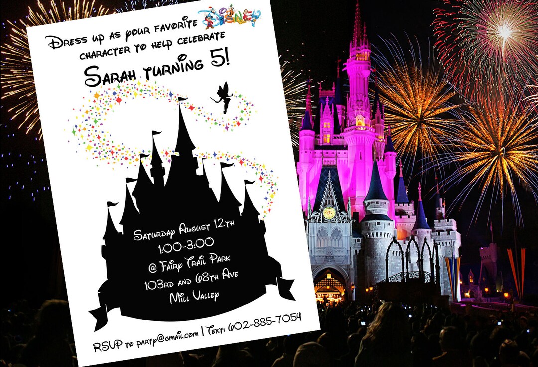 Disney Castle Themed Birthday Party Invitation Silhouette DIGITAL FILE ...
