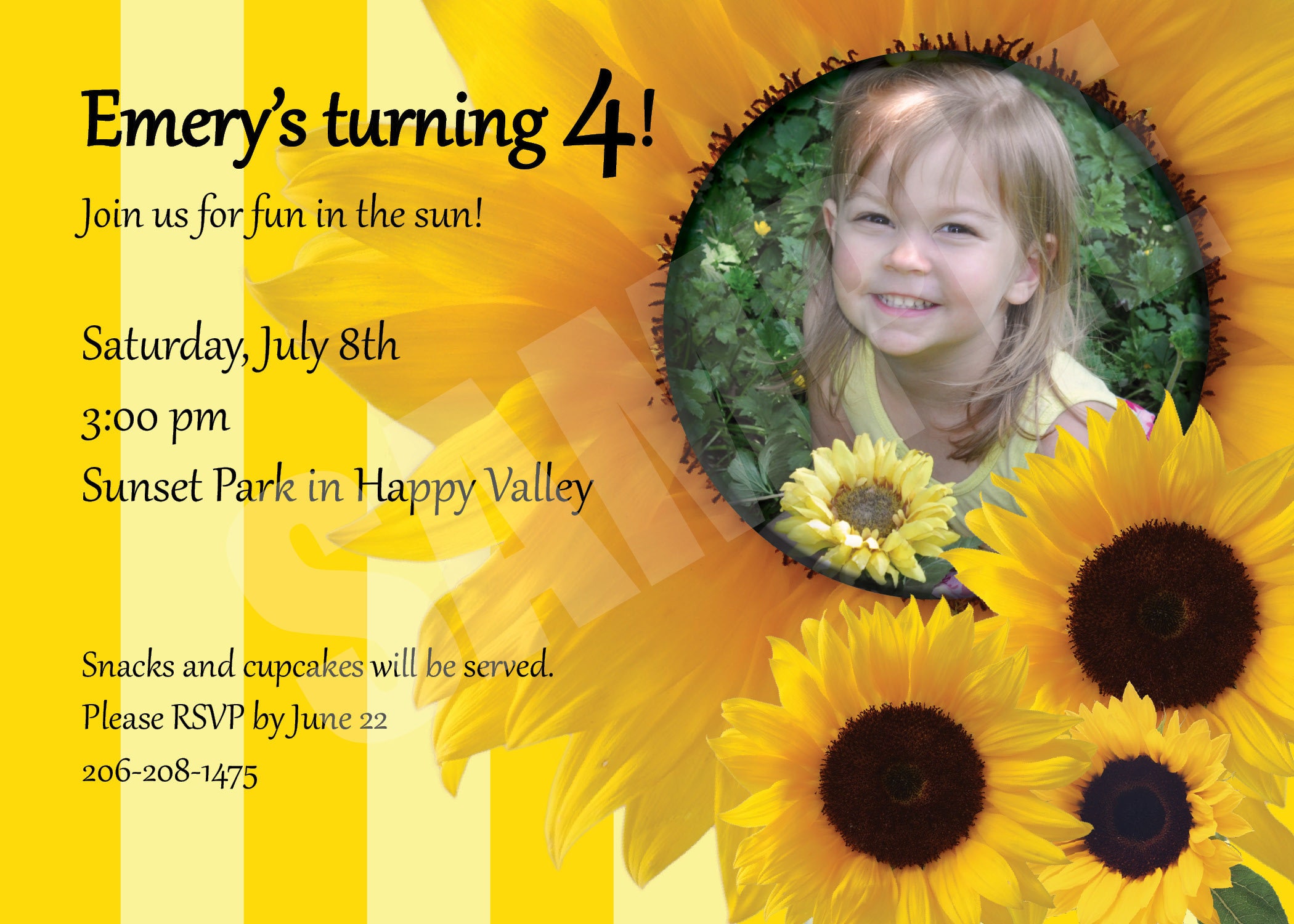 Sunflower Birthday Party Invitation - Etsy