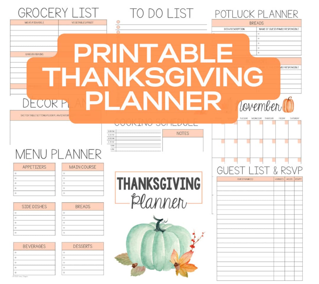 Thanksgiving Planner, Printable Thanksgiving Planner, Thanksgiving ...