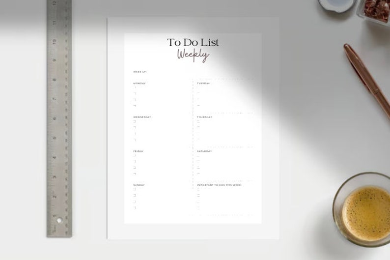Weekly Planner, Weekly to Do List Printable, Instant Download, Digital ...